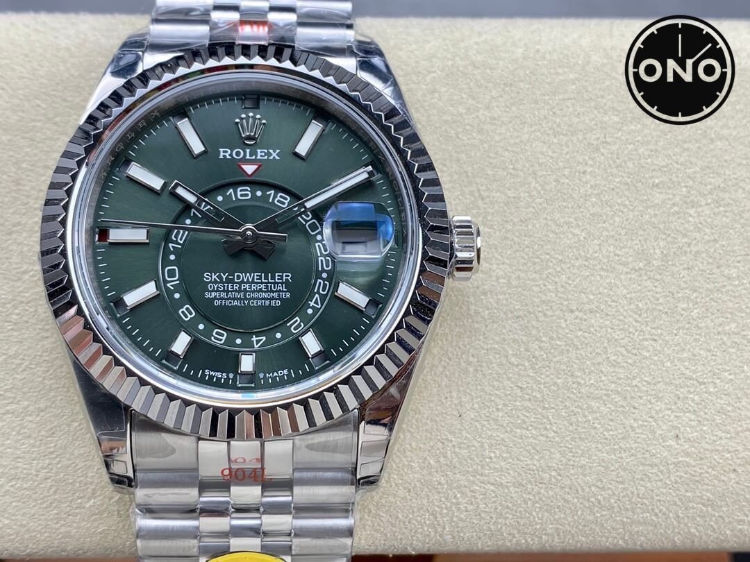 ONO NOOB Rolex Sky-Dweller 336934 Swiss Custom 9001 42mm Mint Green 18k ...